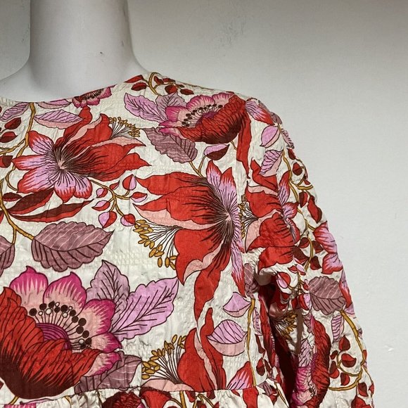 Zara | Dresses | Nwt Zara Sharon Floral Tiered Mini Dress Pink Red Size ...